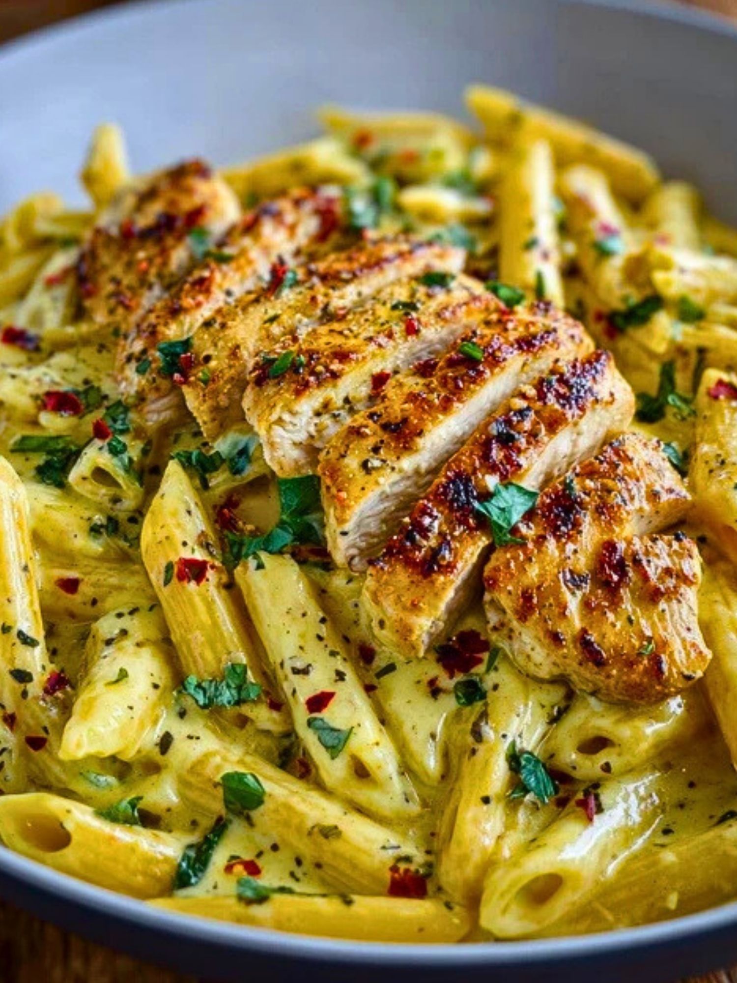 One Pot Creamy Garlic Parmesan Chicken Penne