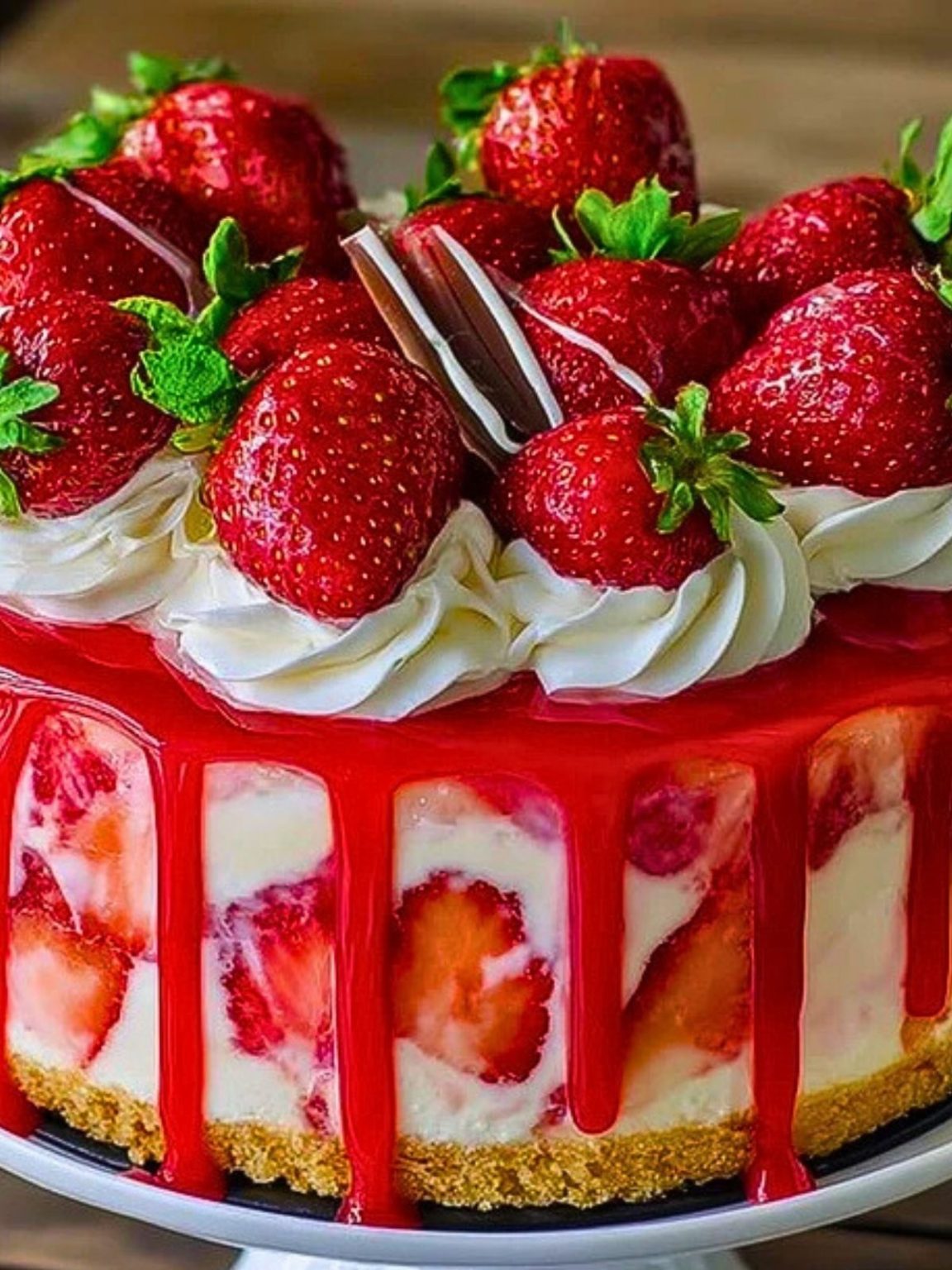 Lavish Decorated Strawberry Cheesecake