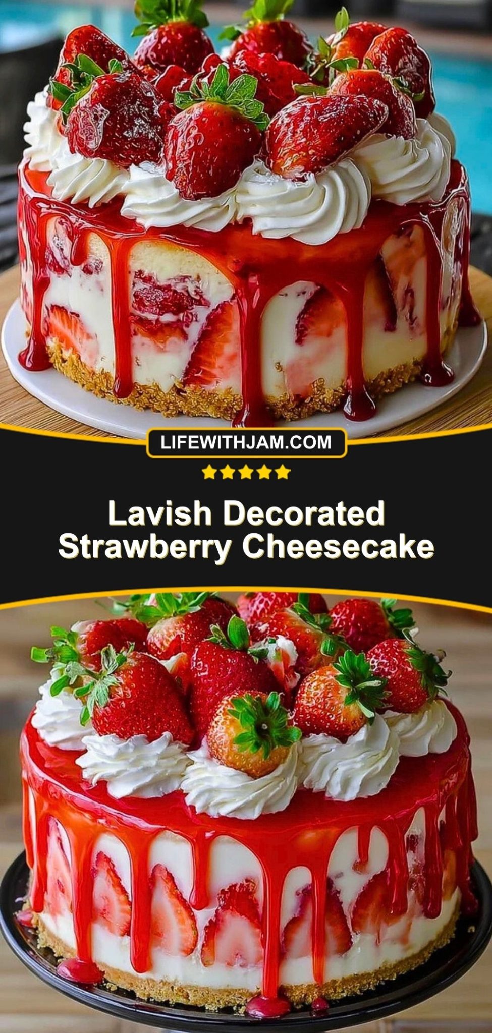 Lavish Decorated Strawberry Cheesecake
